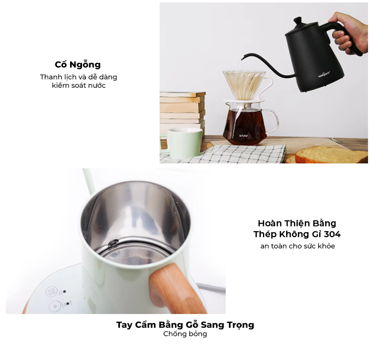 Bộ Bếp ấm Pour Over điện Lookyami 600ml - Huyền Thoại Núi